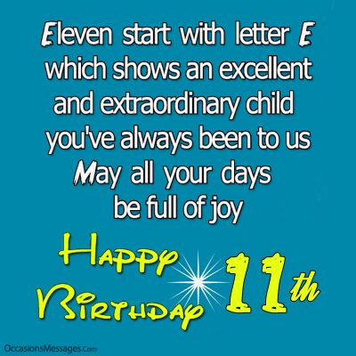 Happy 11th Birthday Wishes, Messages and Cards