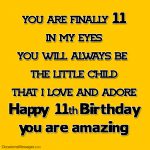Happy 11th Birthday Wishes, Messages and Cards