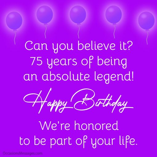 Happy 75th Birthday Wishes, Messages and Cards